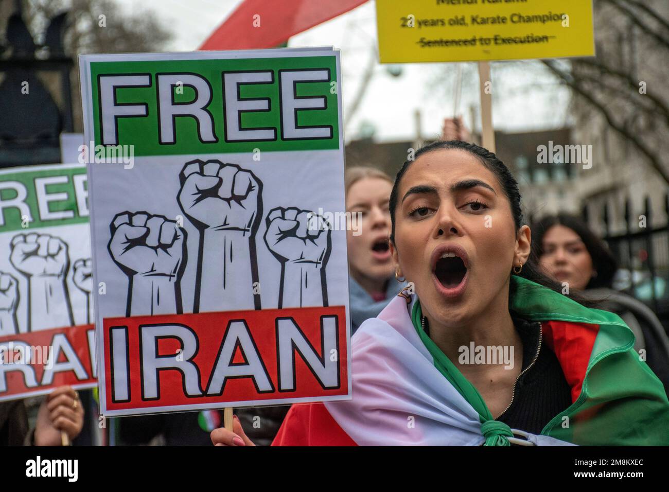 London, UK. 14th Jan, 2023. Ongoing anti Iran regime protest outside ...