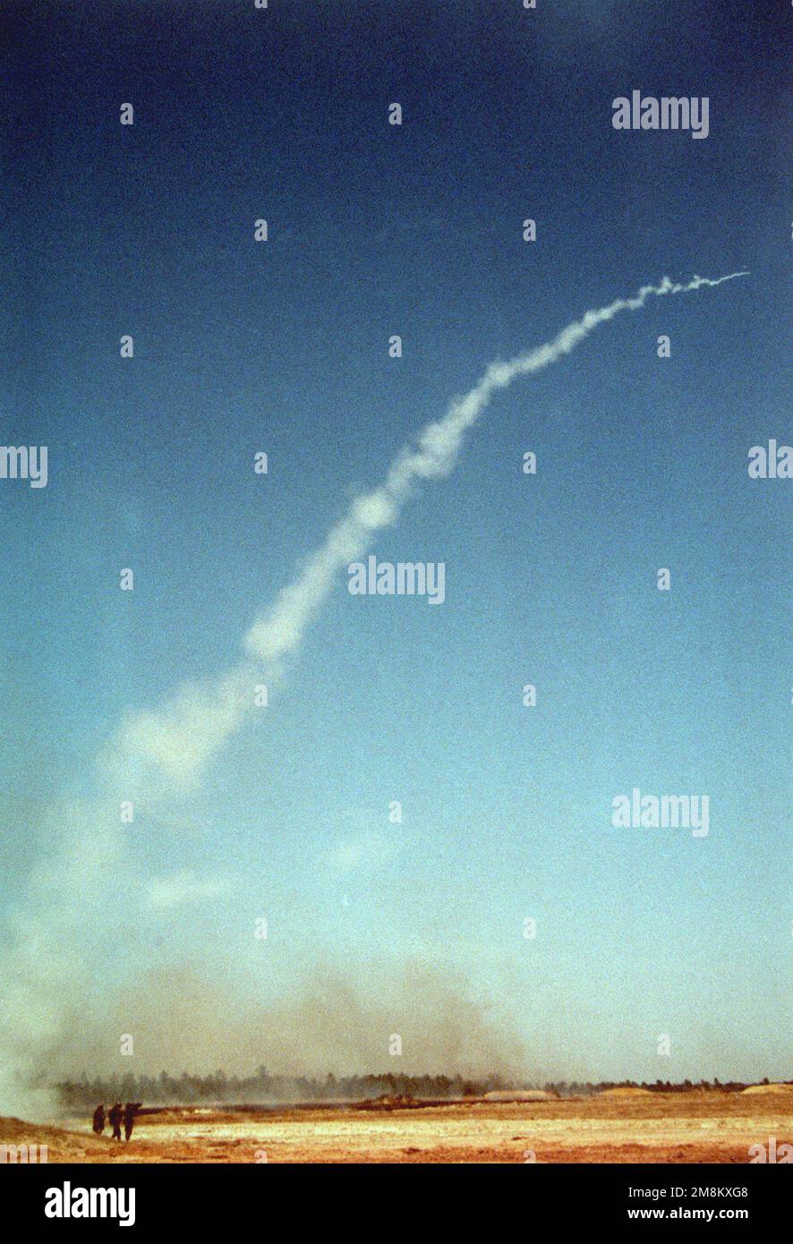 Smoke trails behind the Stinger, a surface to air missile system ...
