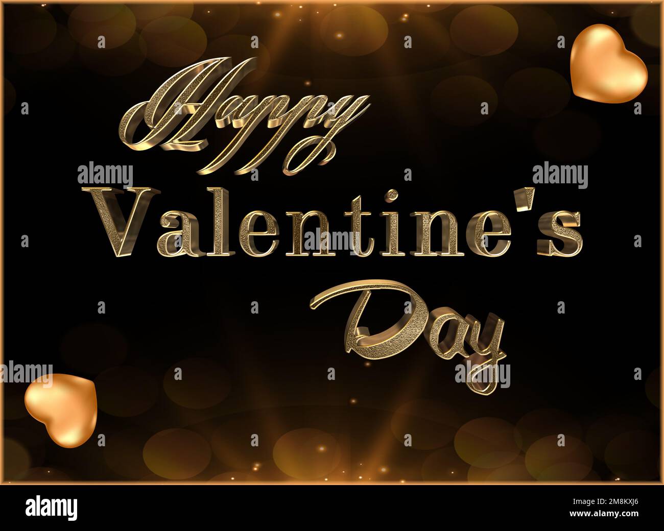 Happy Valentine's Day. 3d rendering. Typographical , light, heart ...