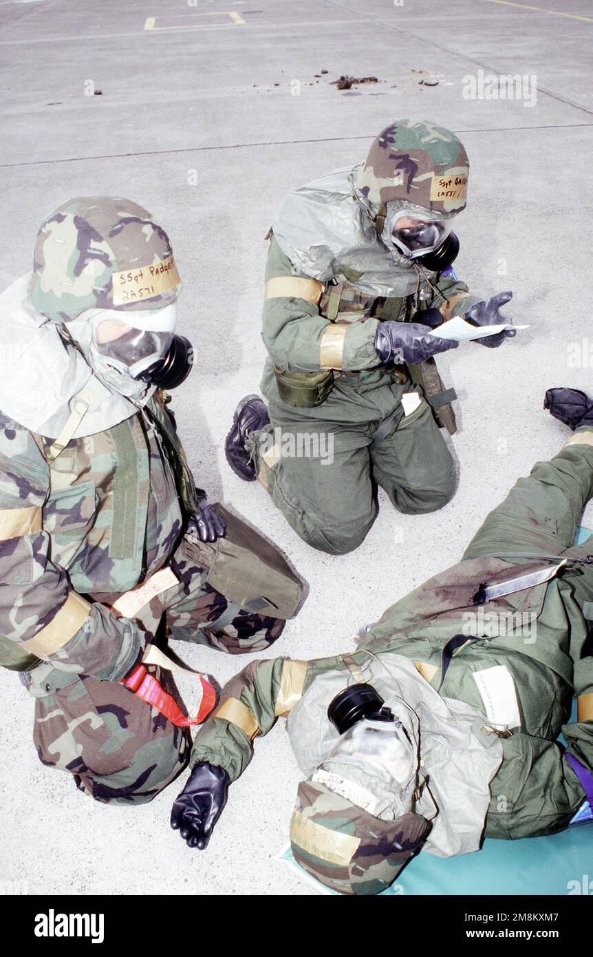 Responding to simulated attack, airmen from the 43rd Logistic Squadron ...