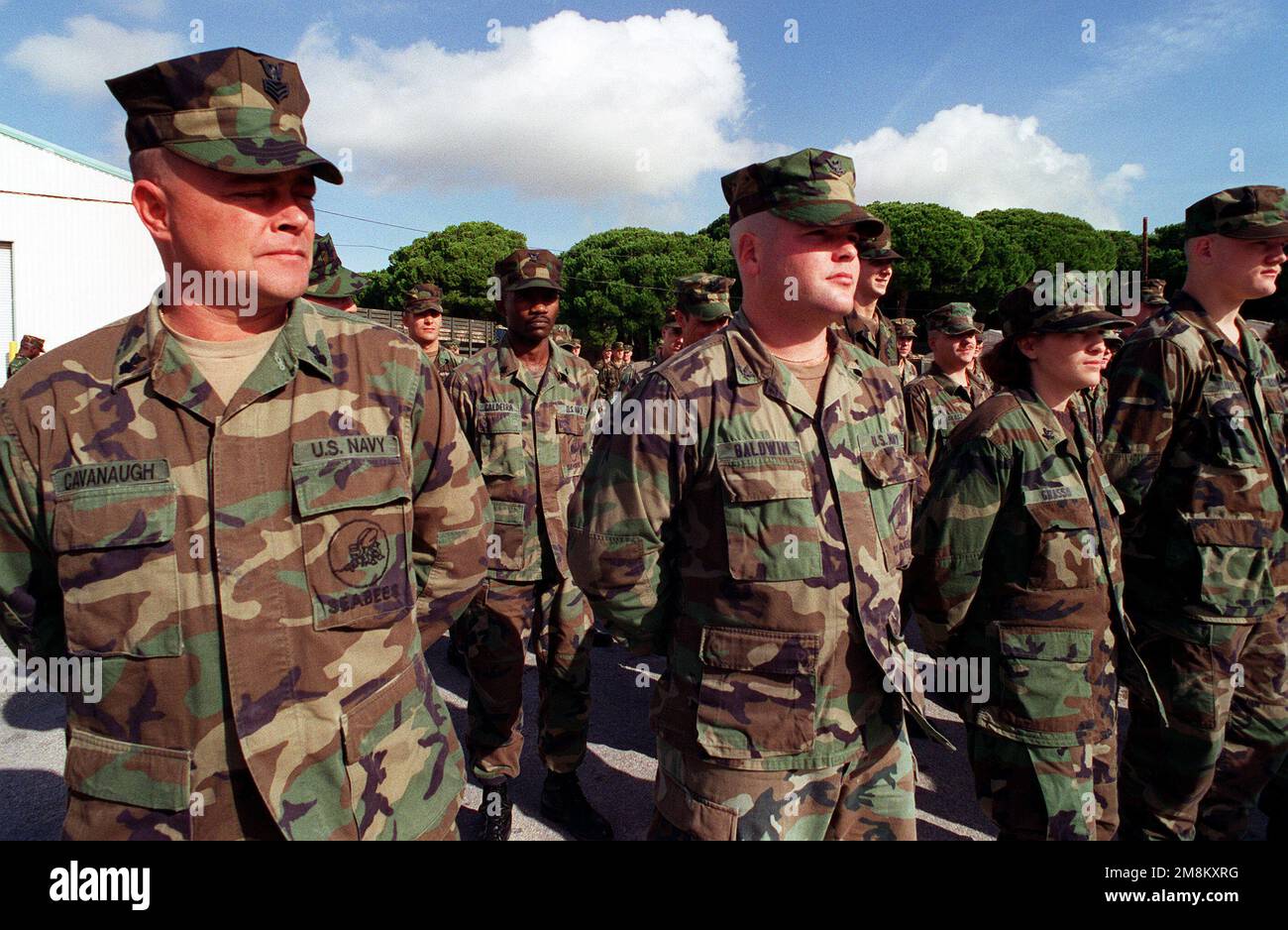 Close-in view of some of the U.S. Navy Seabees from Naval Mobile ...