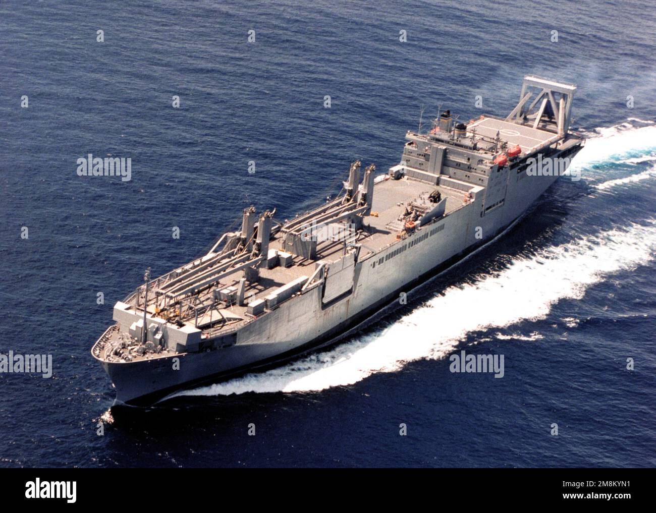 An aerial port bow view of the Military Sealift Command (MSC) vehicle transport ship USNS ...
