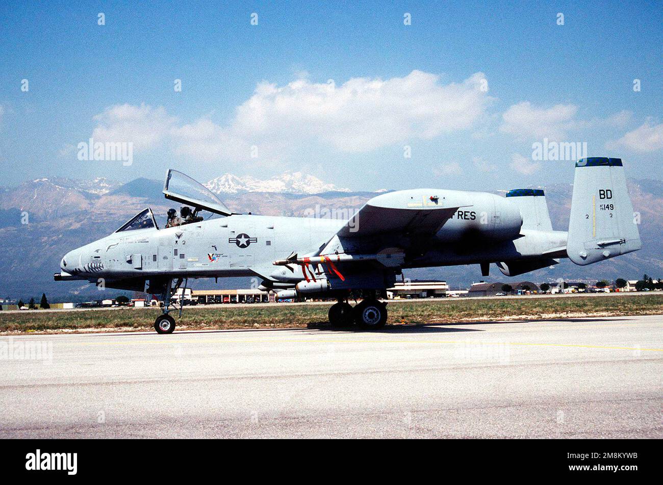 A side view of an A-10 Thunderbolt II aircraft, piloted by the 442nd ...