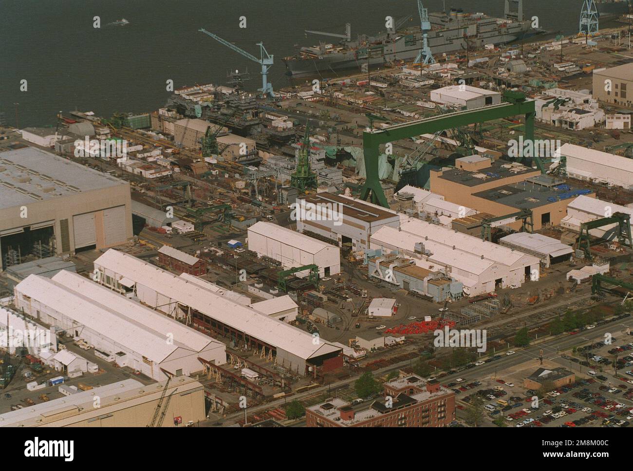 An aerial view of a section of the Newport News Shipbuilding and ...
