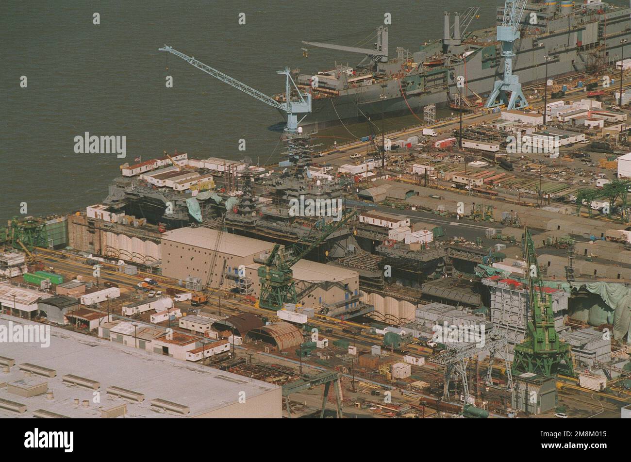 Aerial starboard side view of the nuclear-powered aircraft carrier USS ...