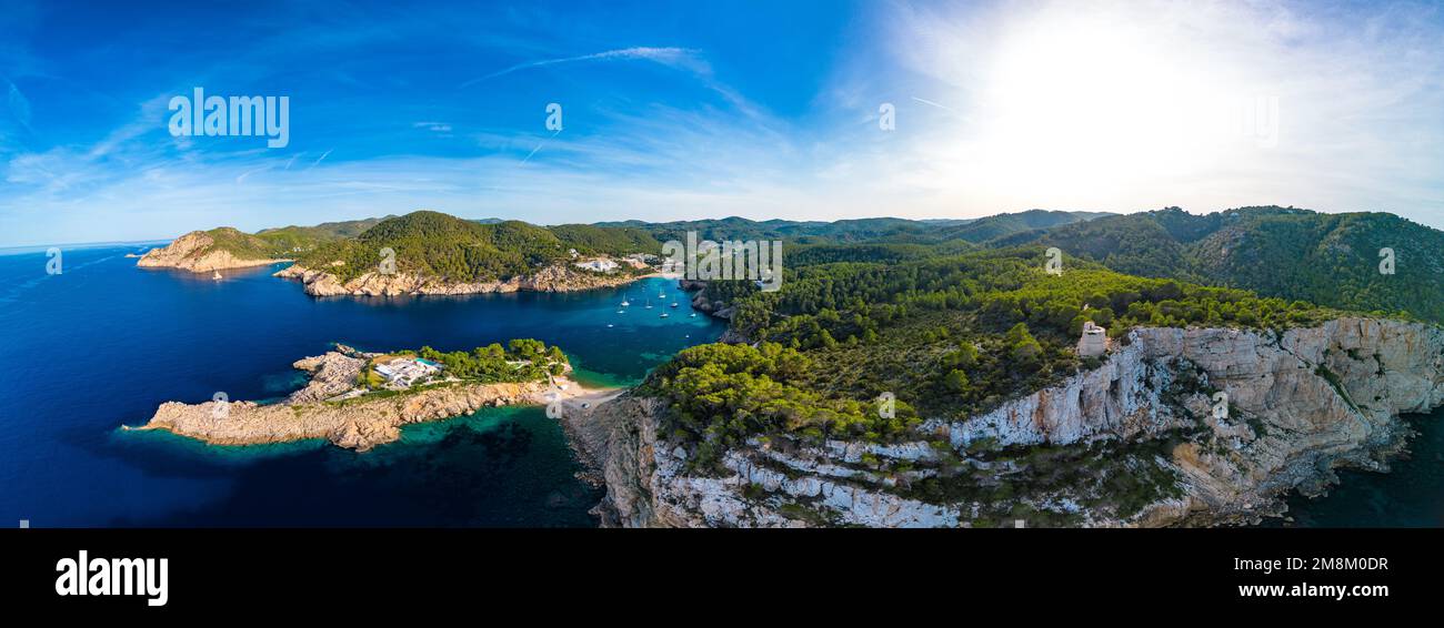 beach of Port Sant Miquel on the north shore of Ibiza island in Spain ...
