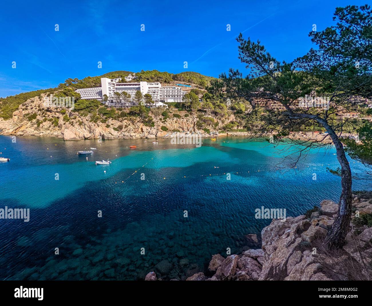 beach of Port Sant Miquel on the north shore of Ibiza island in Spain ...