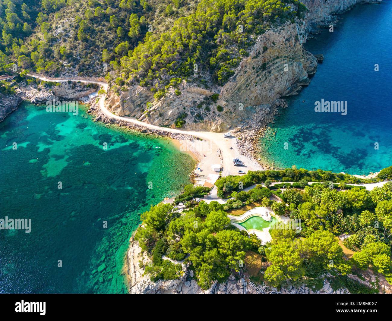 beach of Port Sant Miquel on the north shore of Ibiza island in Spain ...