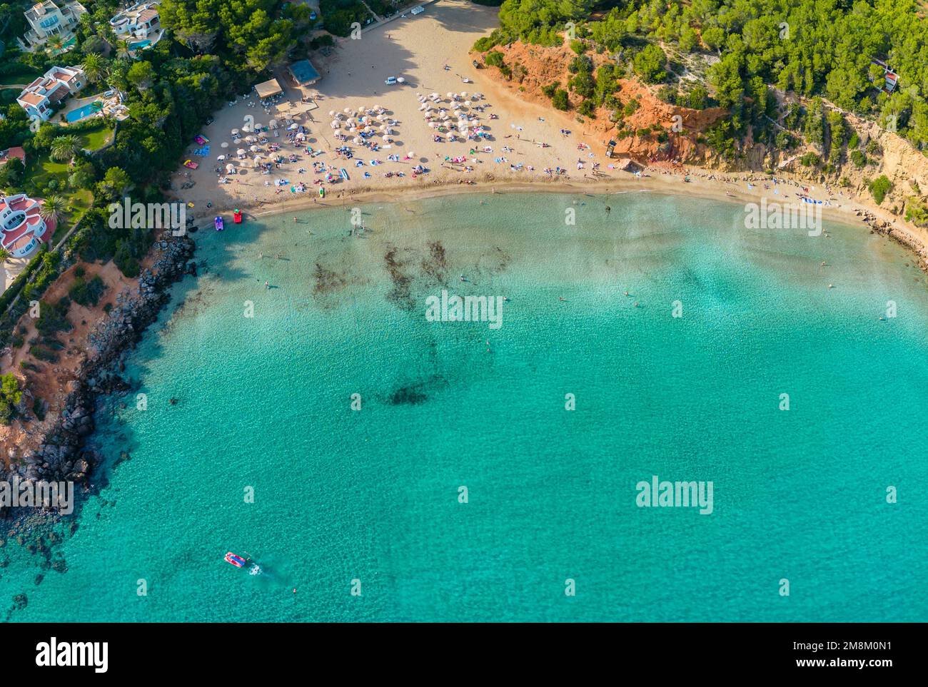 Cala Llenya in Ibiza with turquoise water in Balearic Stock Photo - Alamy