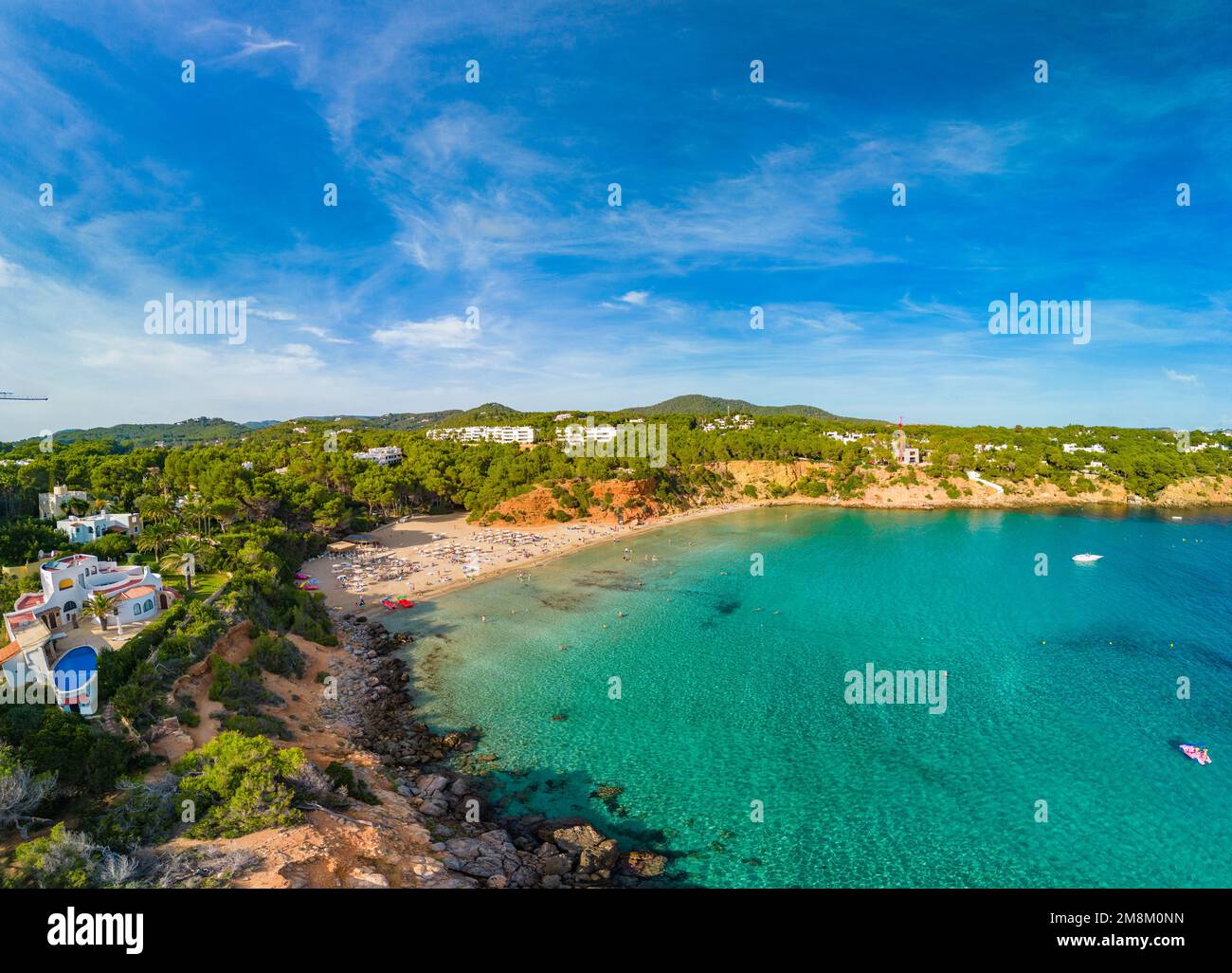 Cala Llenya in Ibiza with turquoise water in Balearic Stock Photo - Alamy