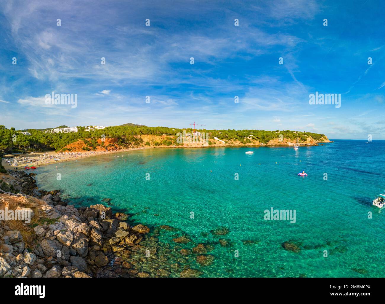 Cala Llenya in Ibiza with turquoise water in Balearic Stock Photo - Alamy