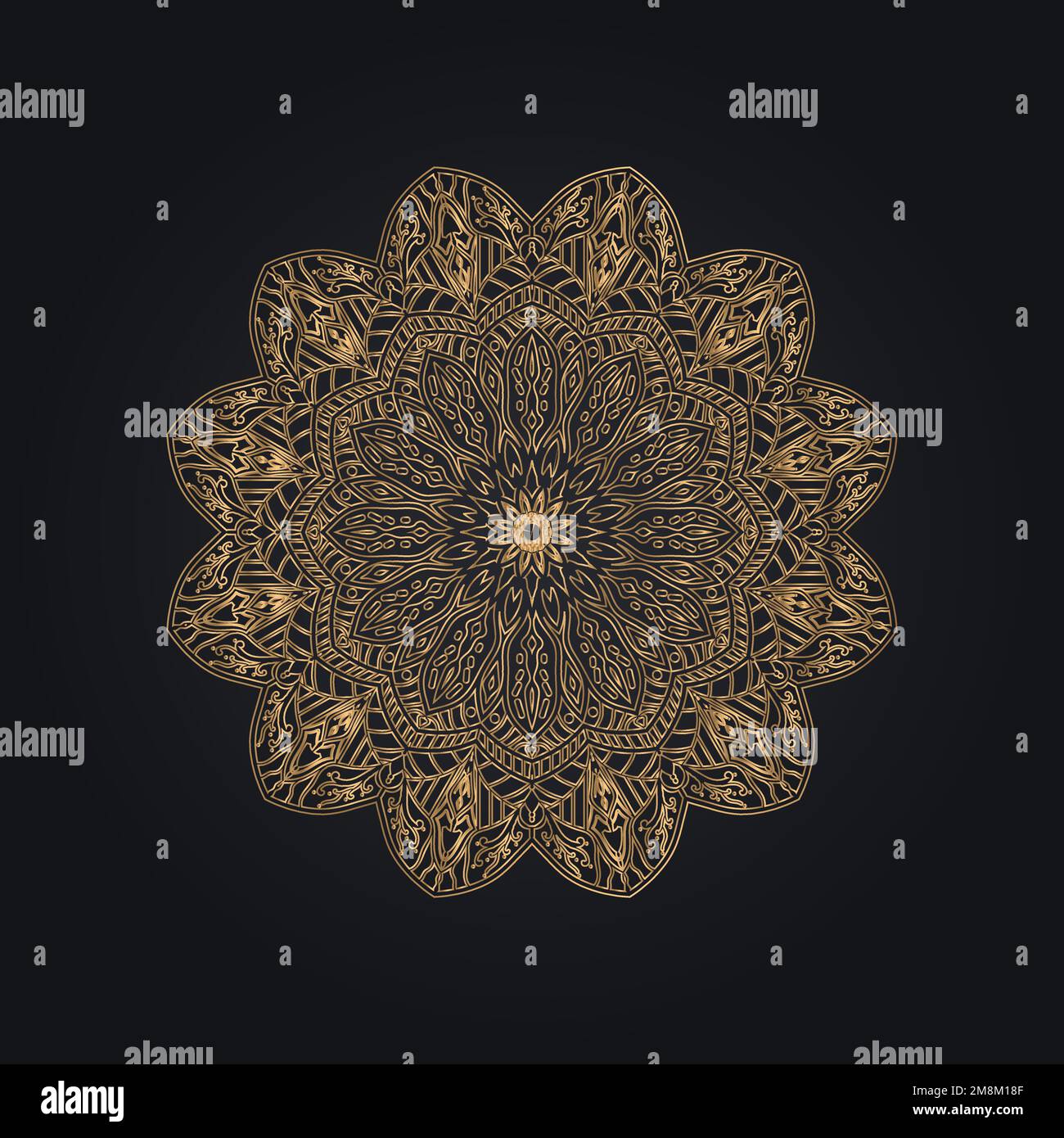 An illustrated abstract design of a golden arabesque geometric ...