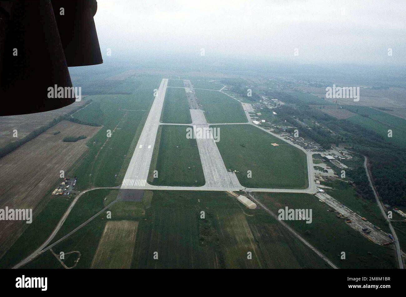 Aerial view of the Taszar Air Base airfield in Southern Hungary. Base: Taszar Air Base Country ...