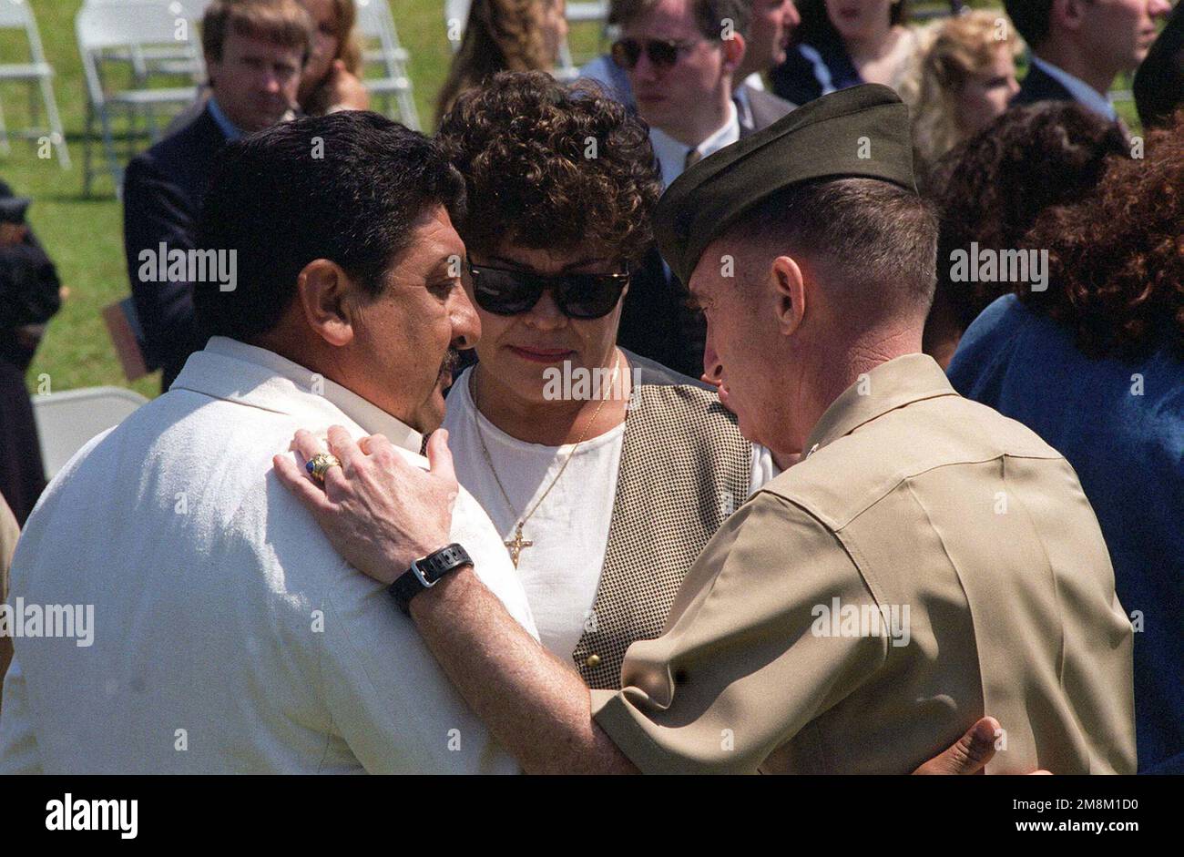 Commandant of the Marine Corps, General Charles C. Krulak, speaks with ...