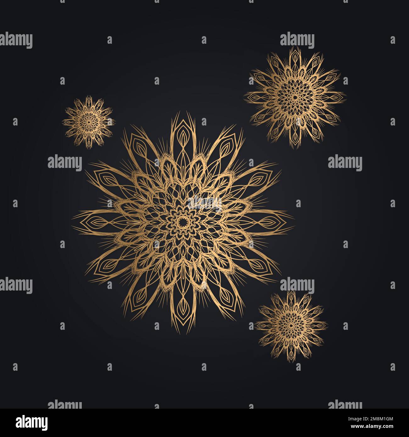 An illustrated abstract design of golden arabesque geometric decorative ...