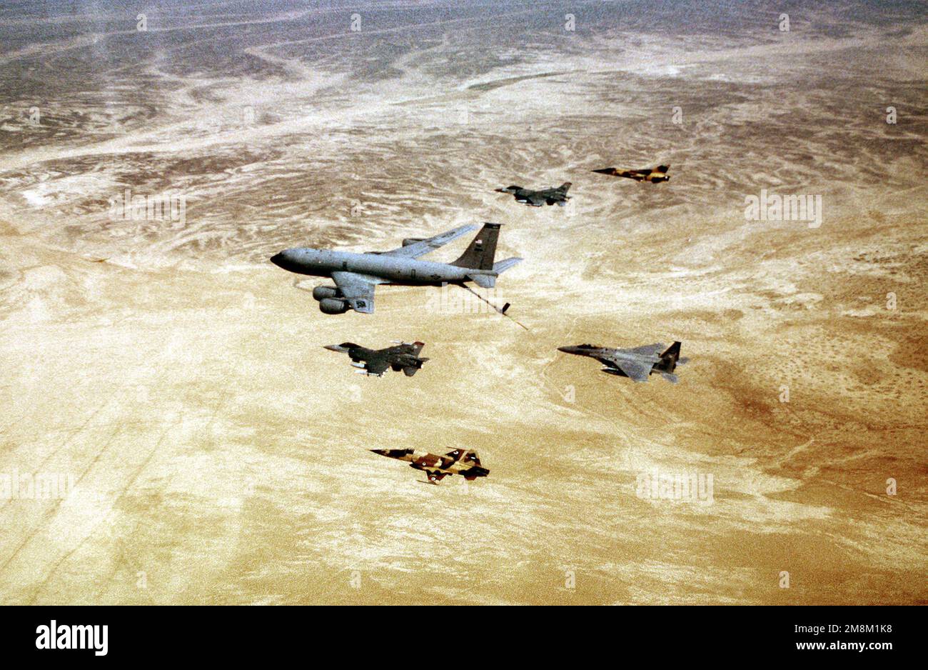 An aerial view of a jet formation with a KC-135 from Fairchild AFB, F ...
