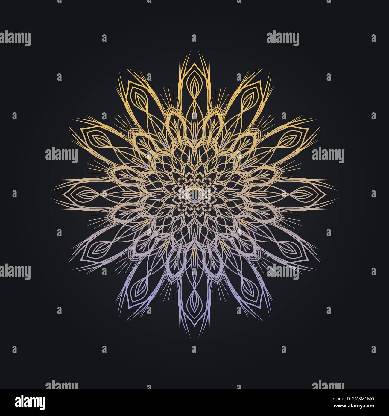 An illustrated abstract design of a golden arabesque geometric ...