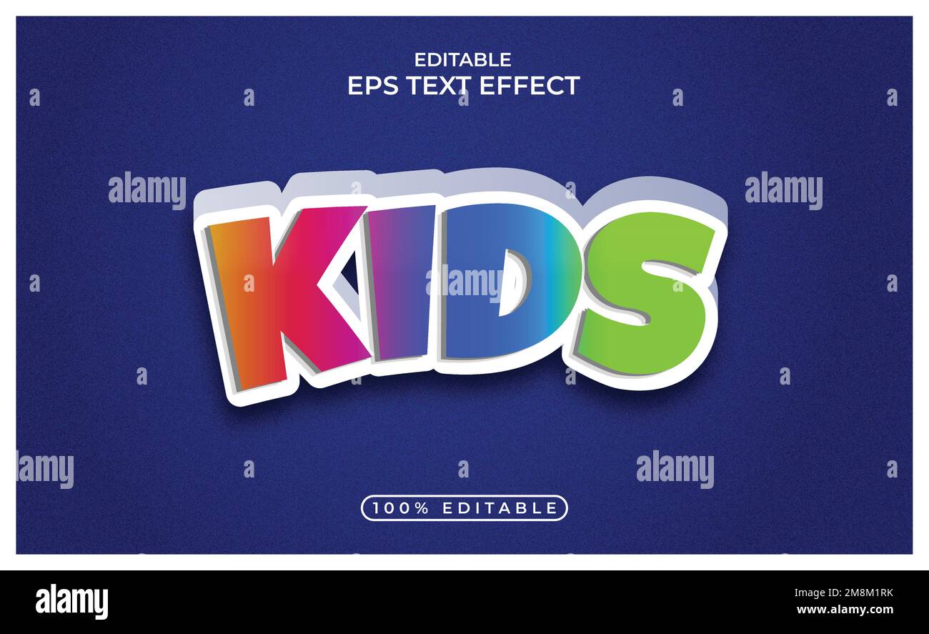 An editable template of the word "KIDS" on a blue background Stock ...