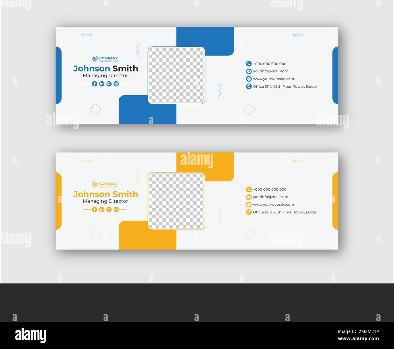 Two colorful business card templates with contact information on them ...