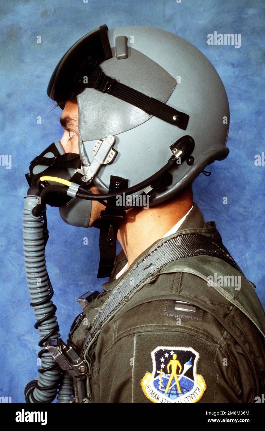 A left side view of 1ST LT. Jim Burmeister wearing the new vest, mask ...