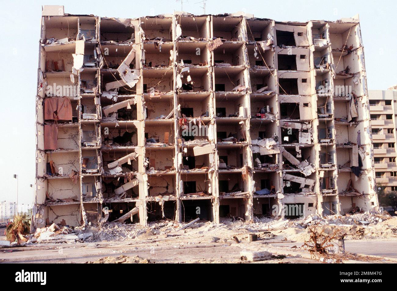 An overall view of the north side of the building that was severely ...