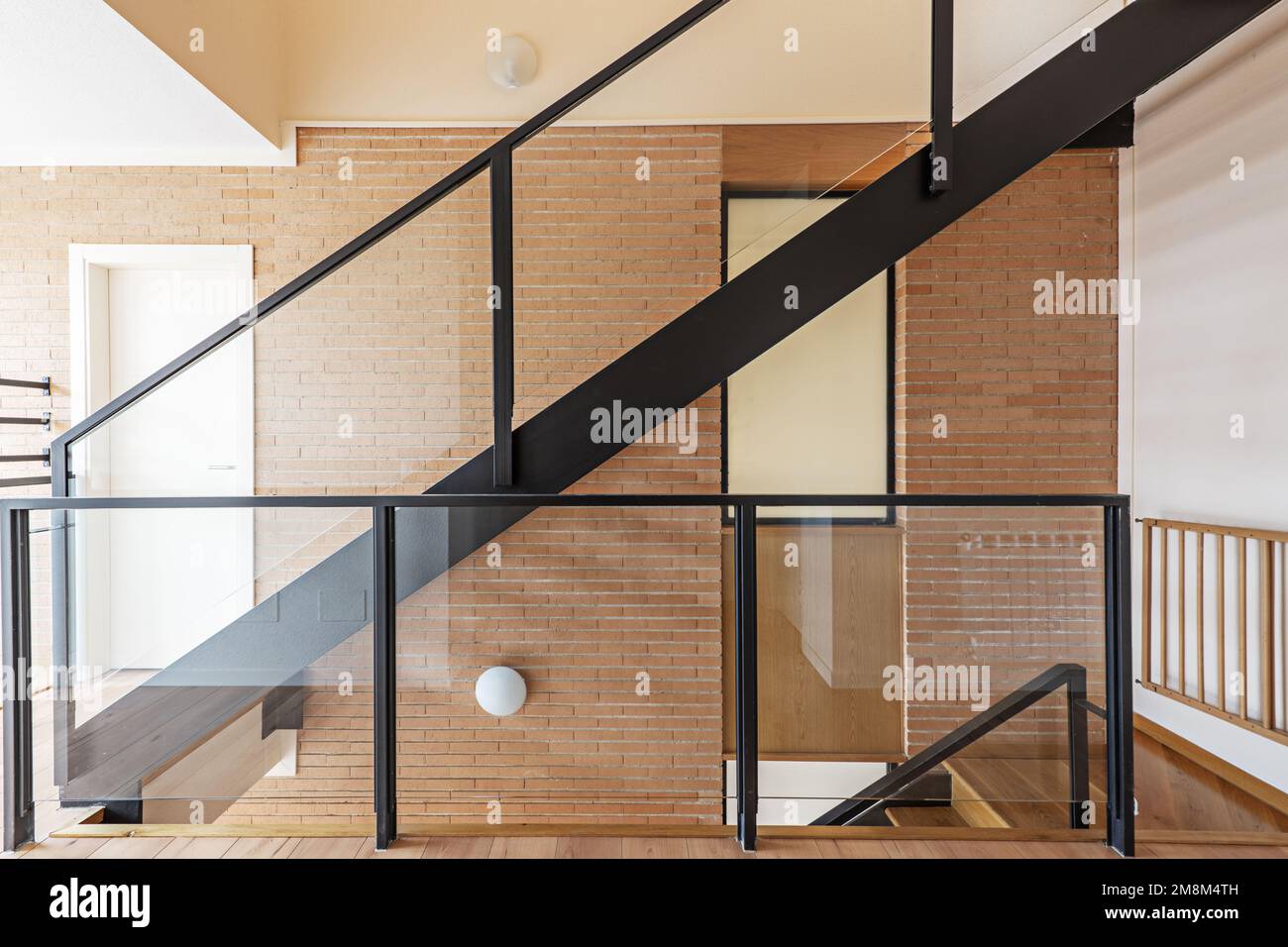 Interior staircase of a single-family house with several floors built ...