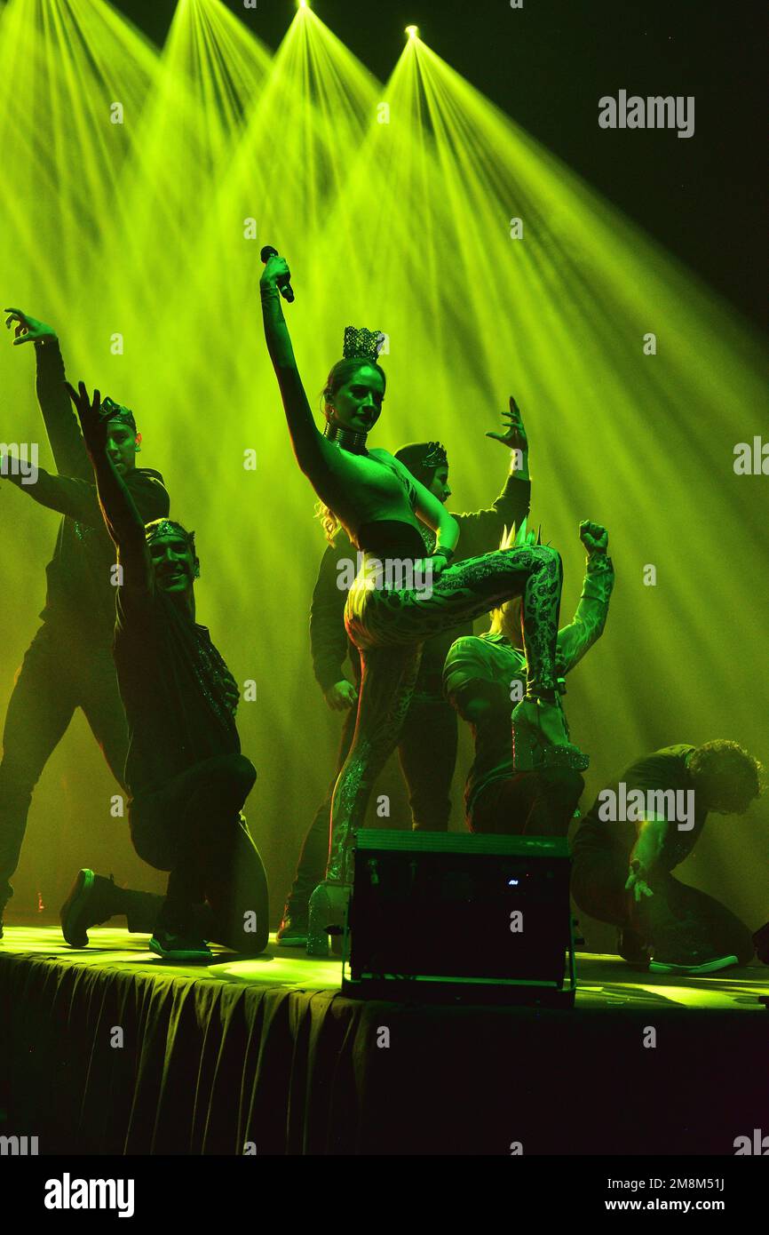 Leon, Mexico. 13 Jan 2023. Ceci de la Cueva as Nala performing The Lion ...