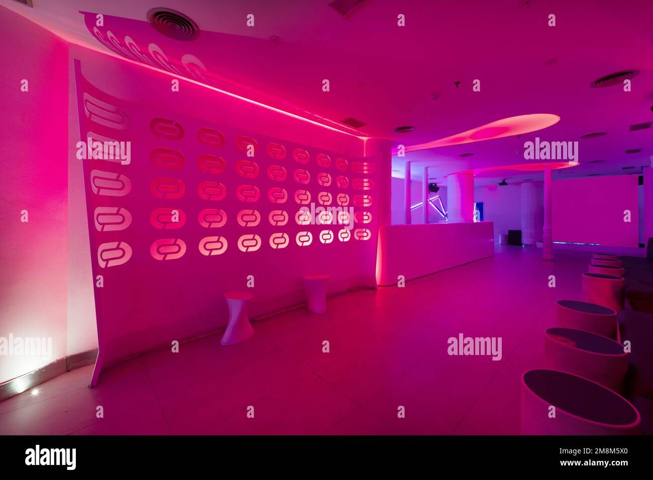 Night club room with bar counter and RGB lights Stock Photo - Alamy