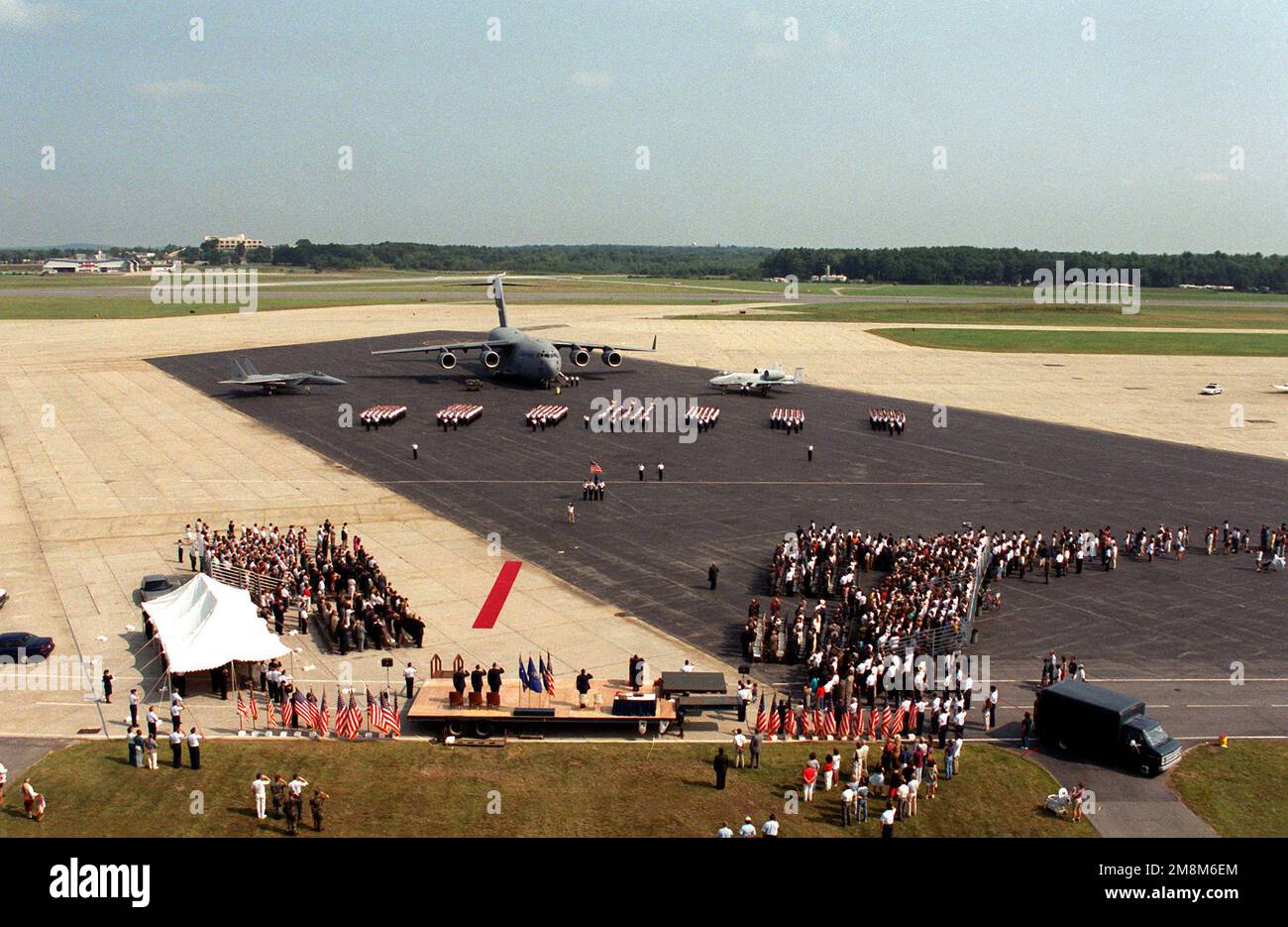 Aerial photograph of the retirement ceremony on the flight line for LT ...