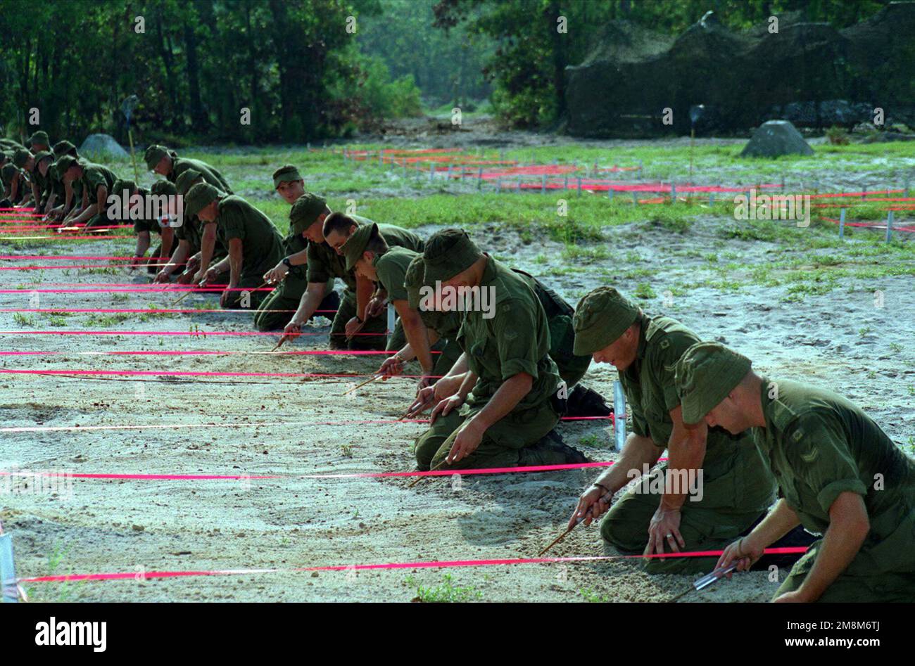 Canadian soldiers probe for mines during Situational Training Exercise ...