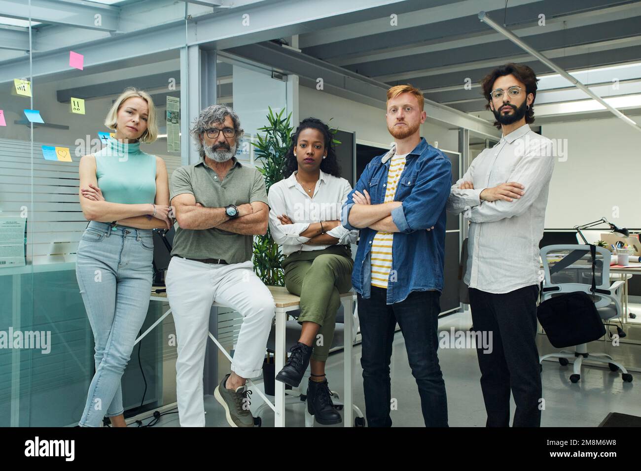 Portrait of confident multiracial professional business people team ...