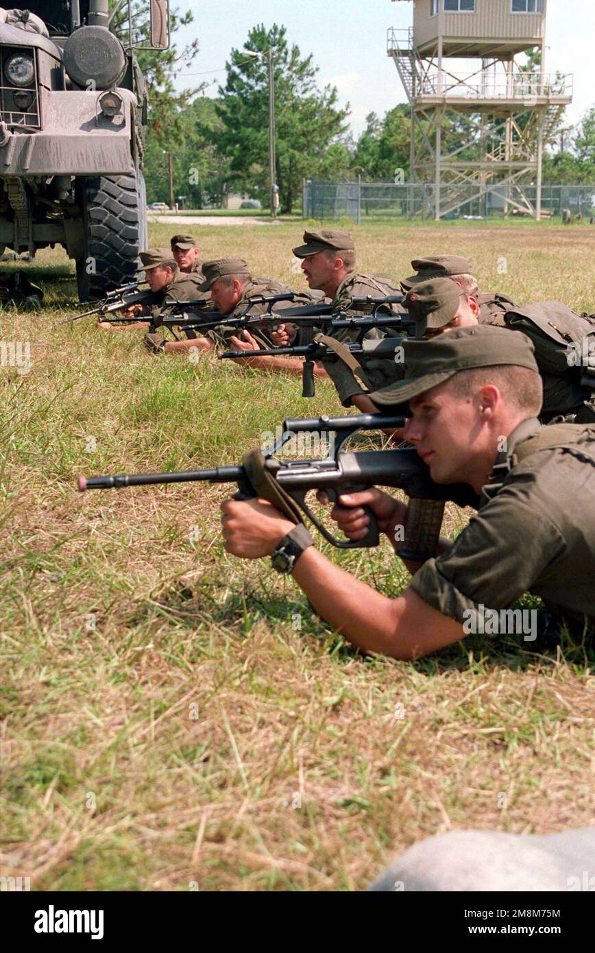 Austrian soldiers armed with Steyr AUG rifles practice convoy ...