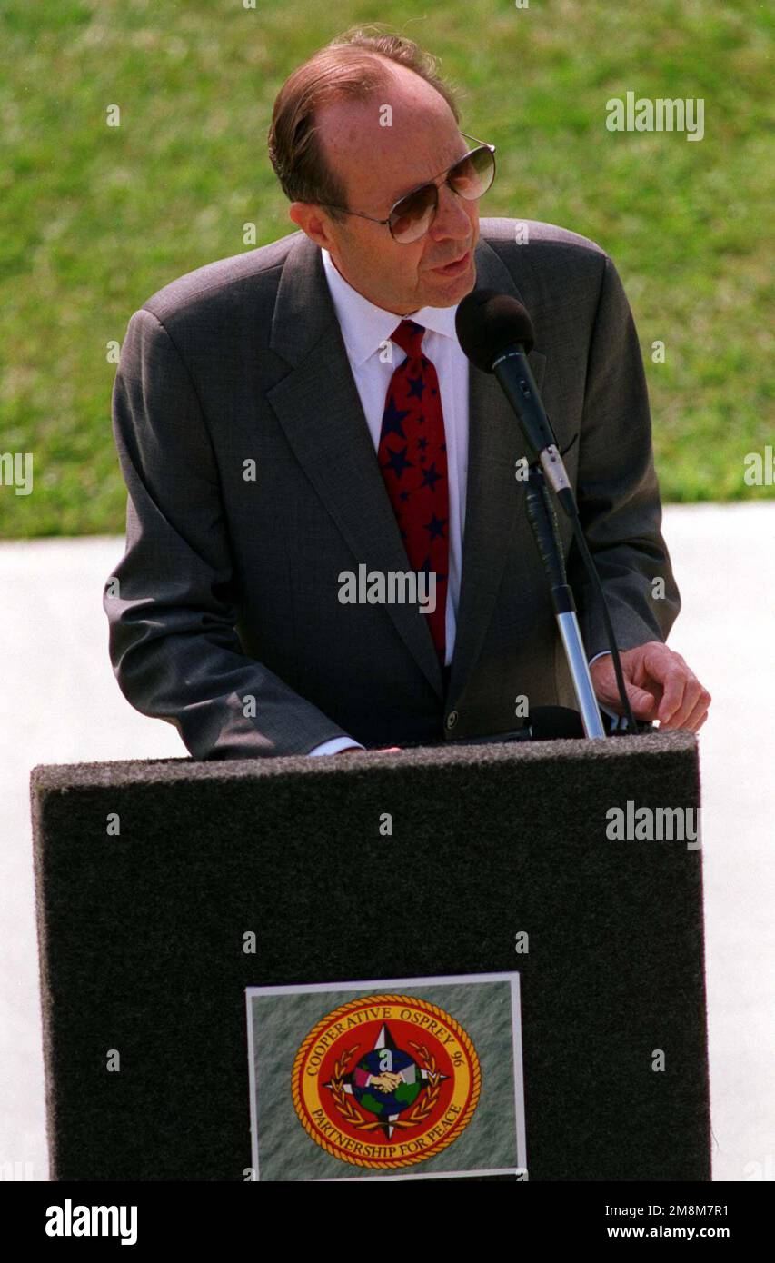 The Honorable Dr. William Perry, US Secretary of Defense, speaks during ...