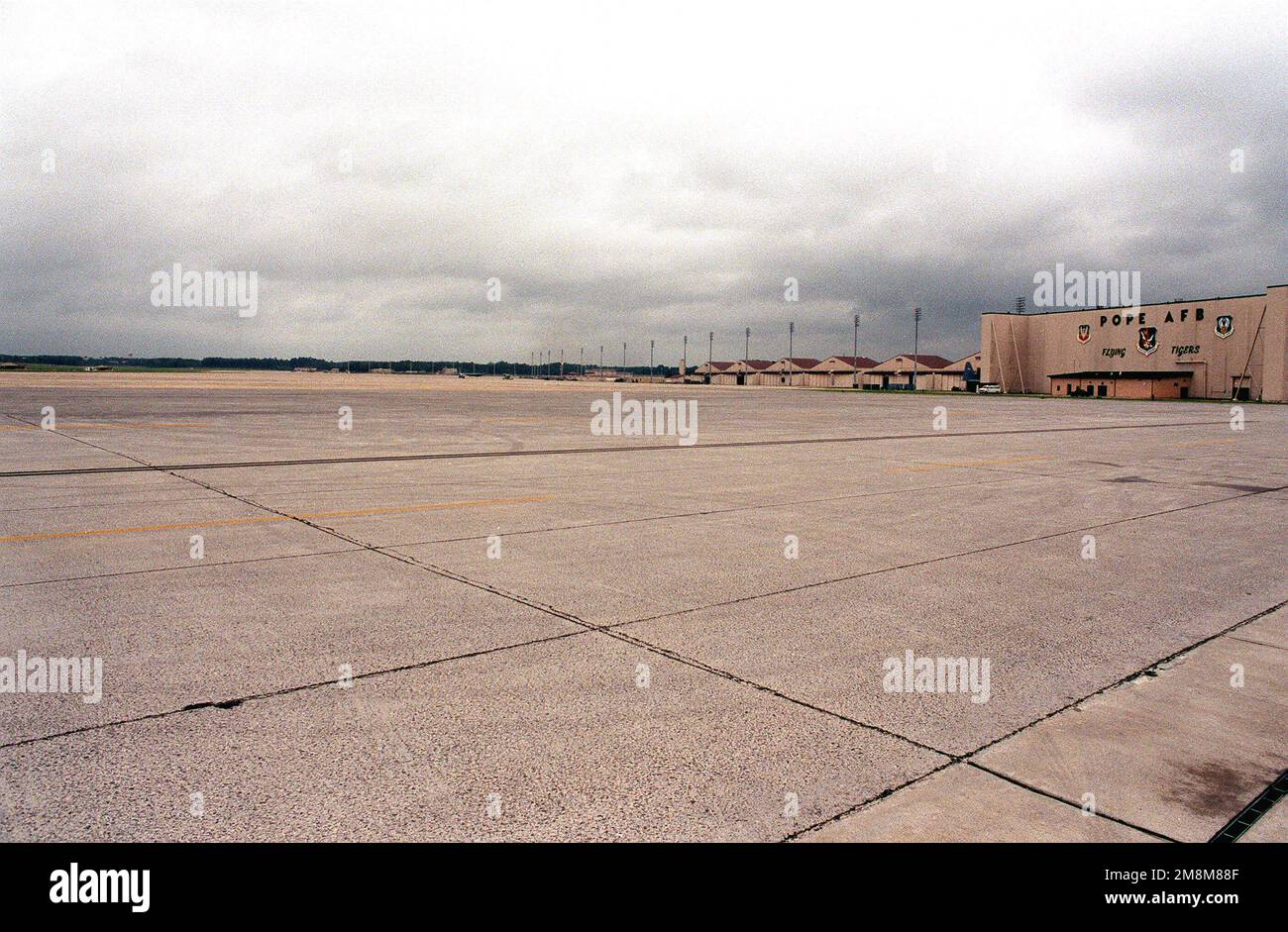 A threatening sky looms over the empty ramp. All aircraft were ...