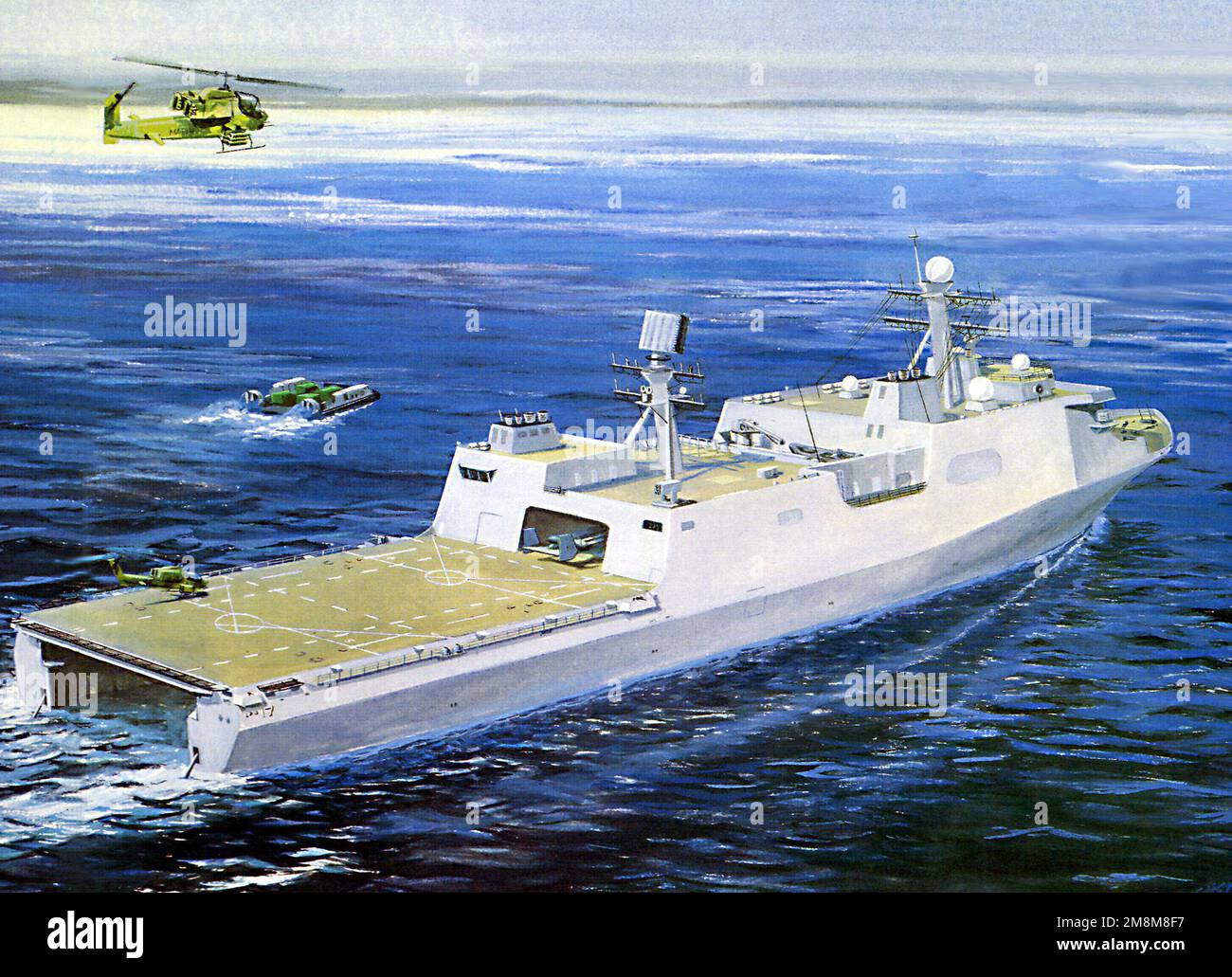 Aerial, starboard side, stern view, artist conception of the new ...