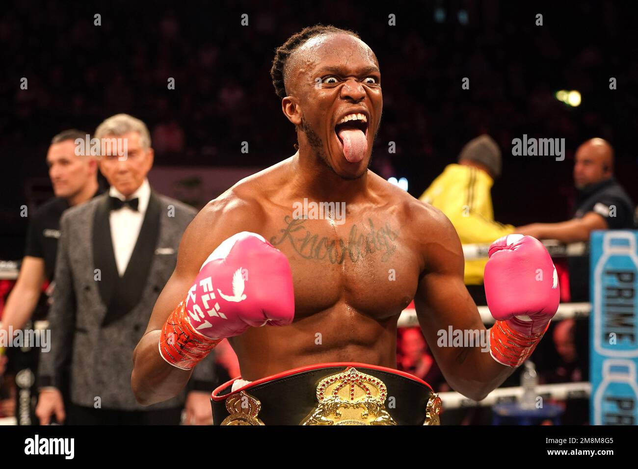KSI celebrates victory in the cruiserweight bout against FaZe Temperrr ...