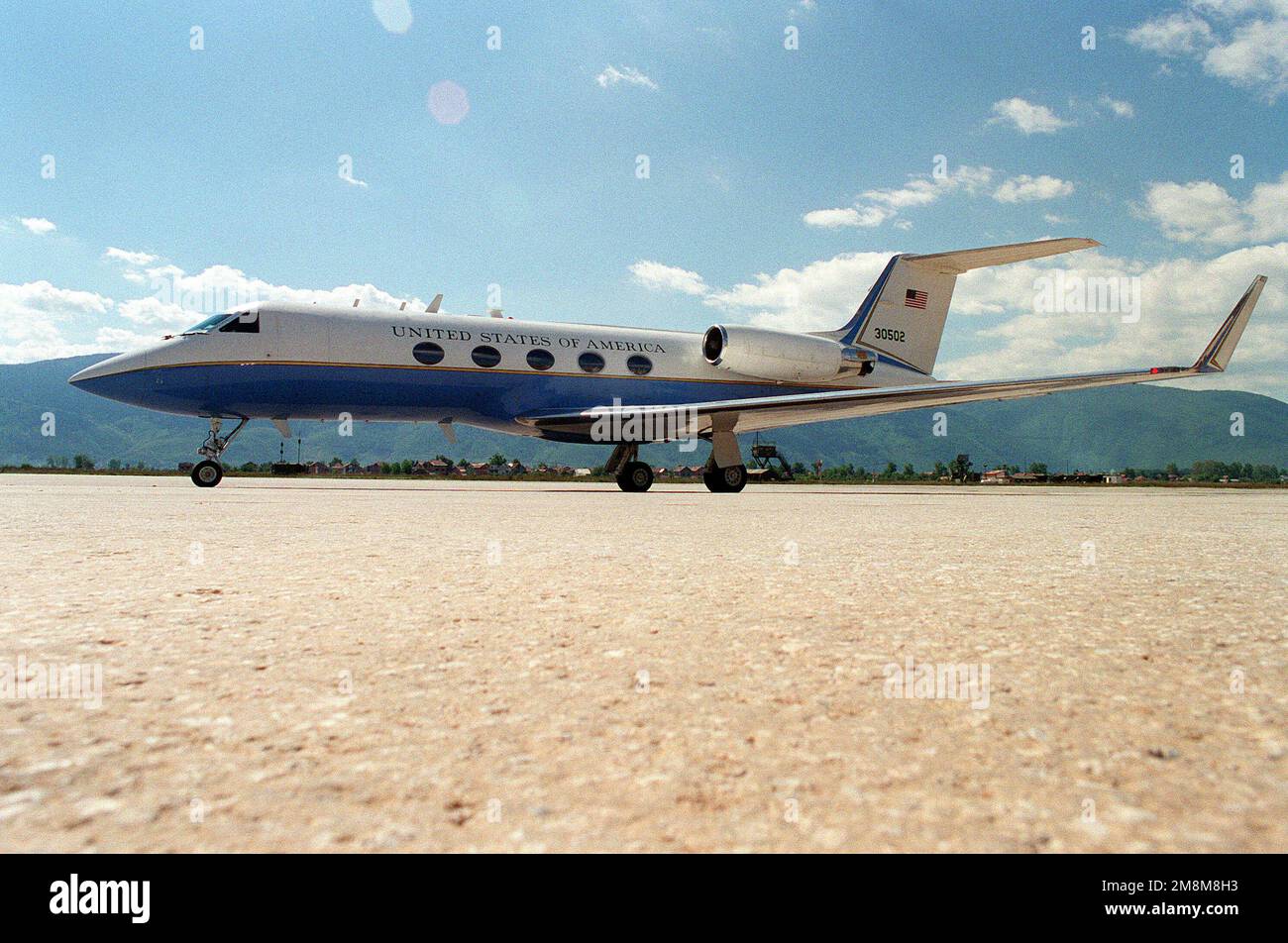 A C-20 Gulfstream aircraft lands in Sarajevo, Bosnia and Herzegovina ...