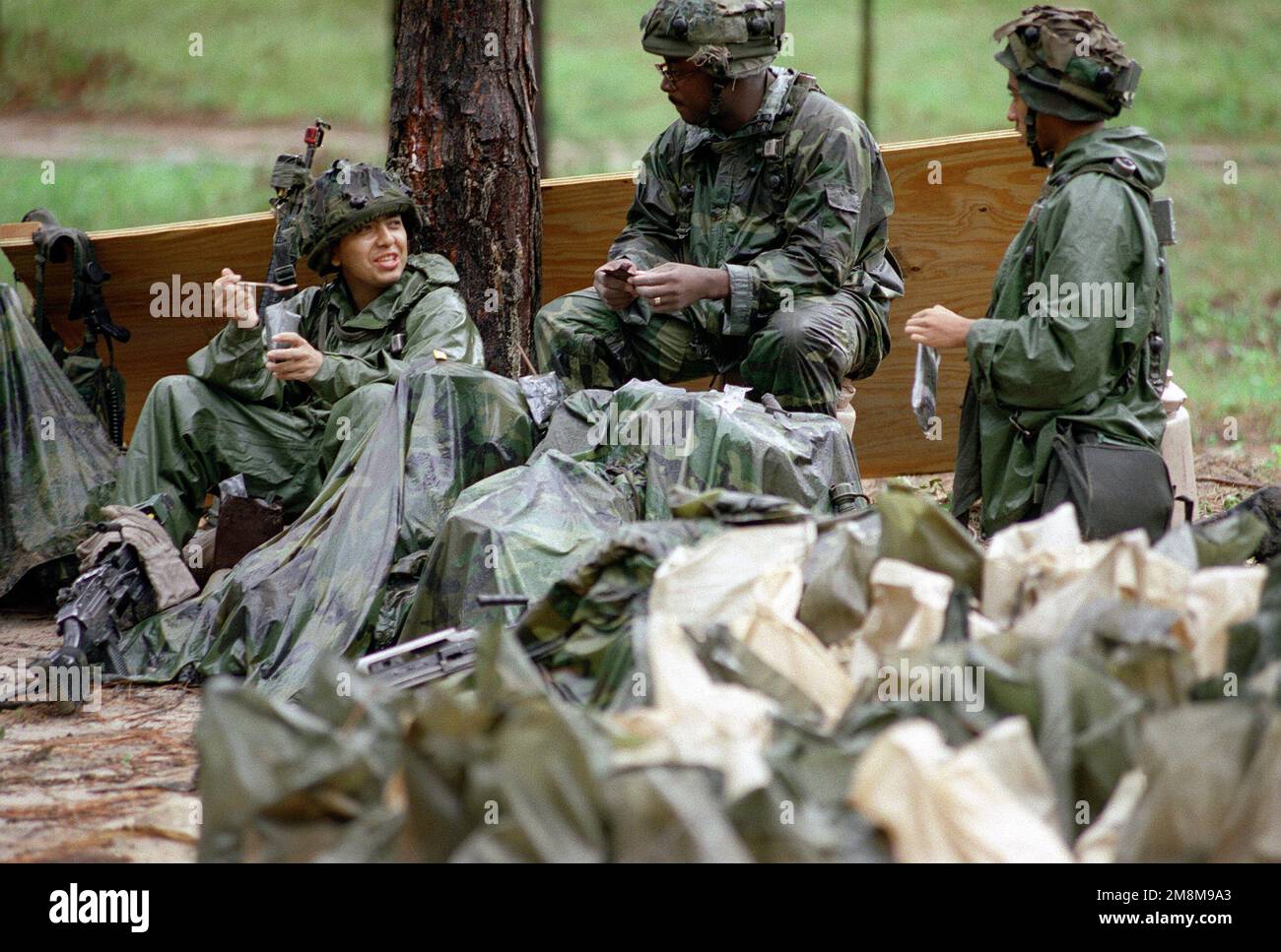 It's meal time at the Joint Readiness Training Center. Soldiers wearing ...