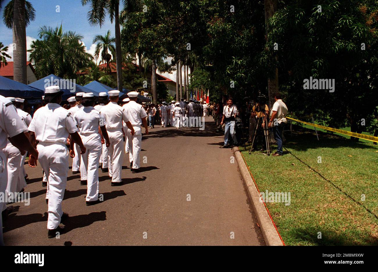 Rear view of the US Navy departing Fort Amador during the Transfer ...