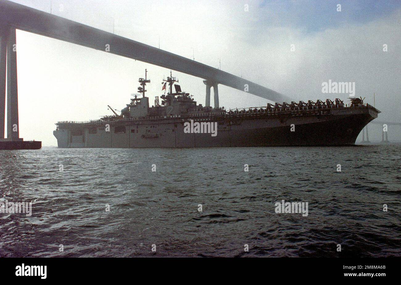 A view of the starboard side of the US Navy WASP CLASS: AMPHIBIOUS ...
