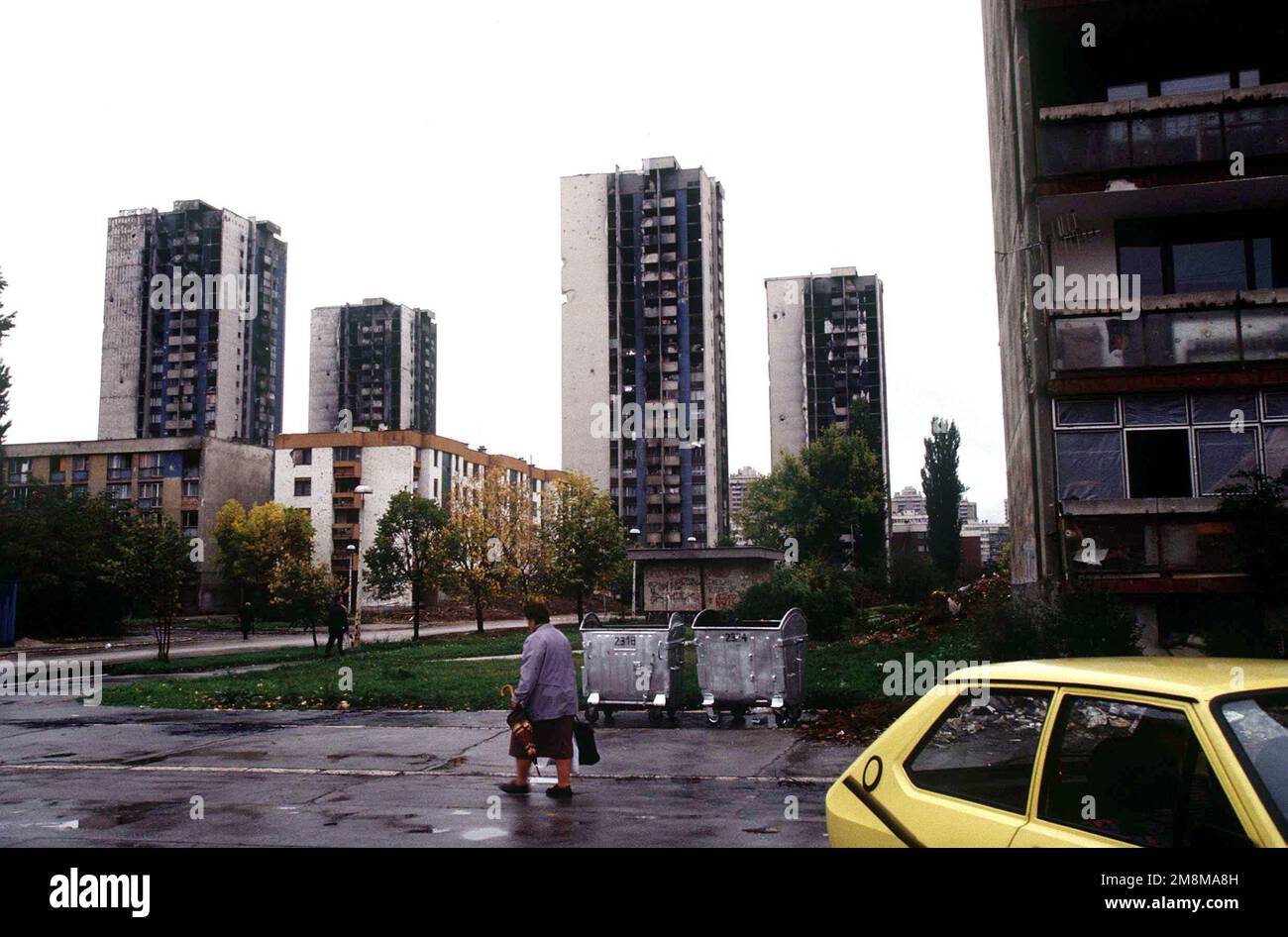 One of many apartment complexes in Sarajevo that have been destroyed ...