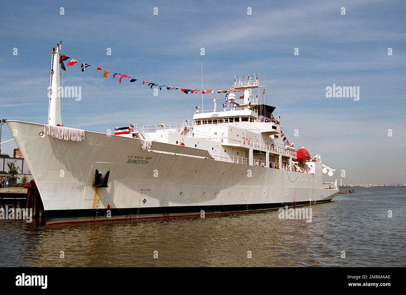 A port bow view of the Military Sealift Command (MSC) oceanographic ...
