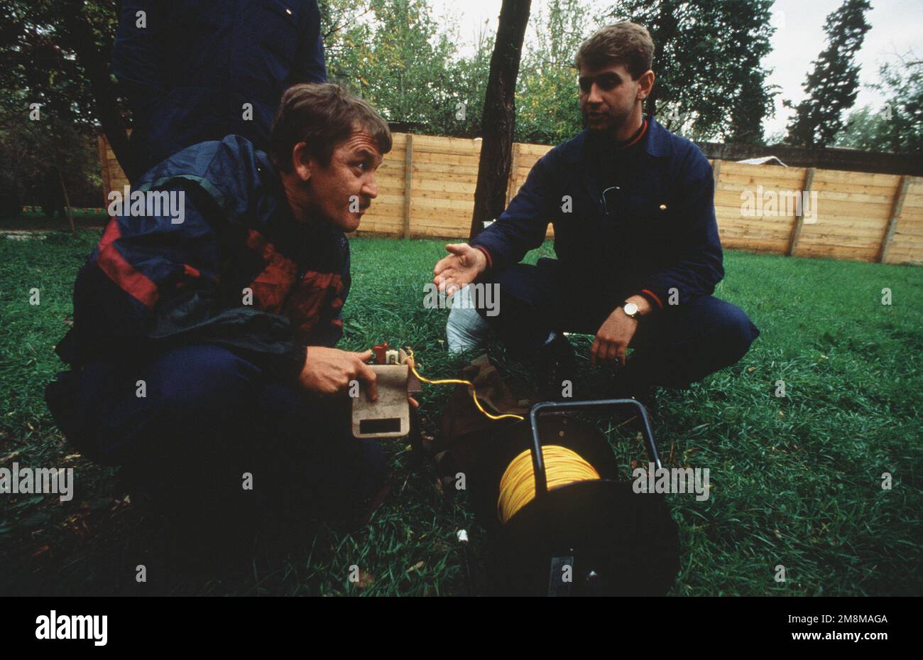 Near Mostar, a Croatian student in the land mine de-mining training ...