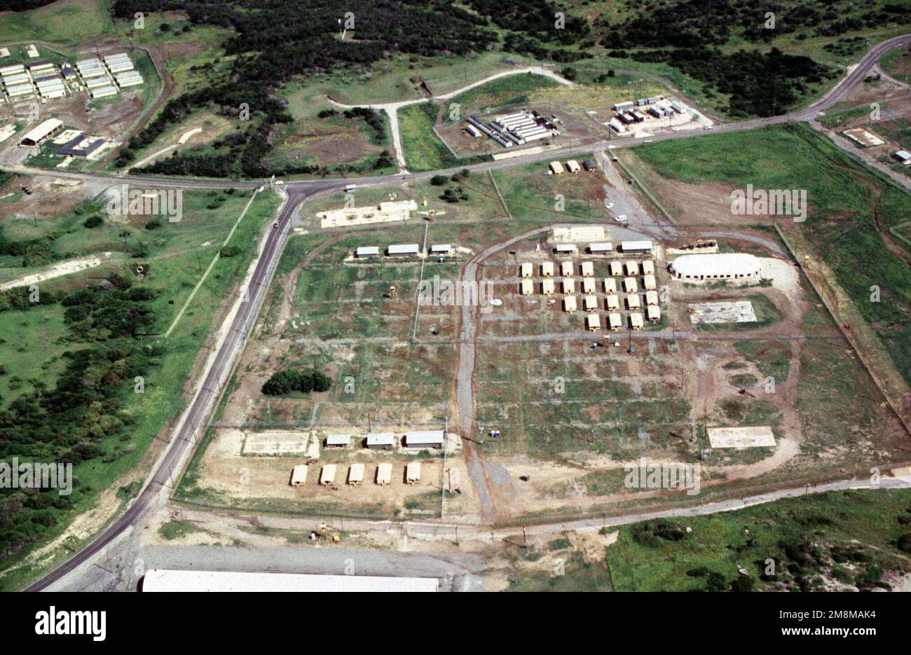 An aerial view of Camp Bravo. The Chinese migrants lived at this camp ...