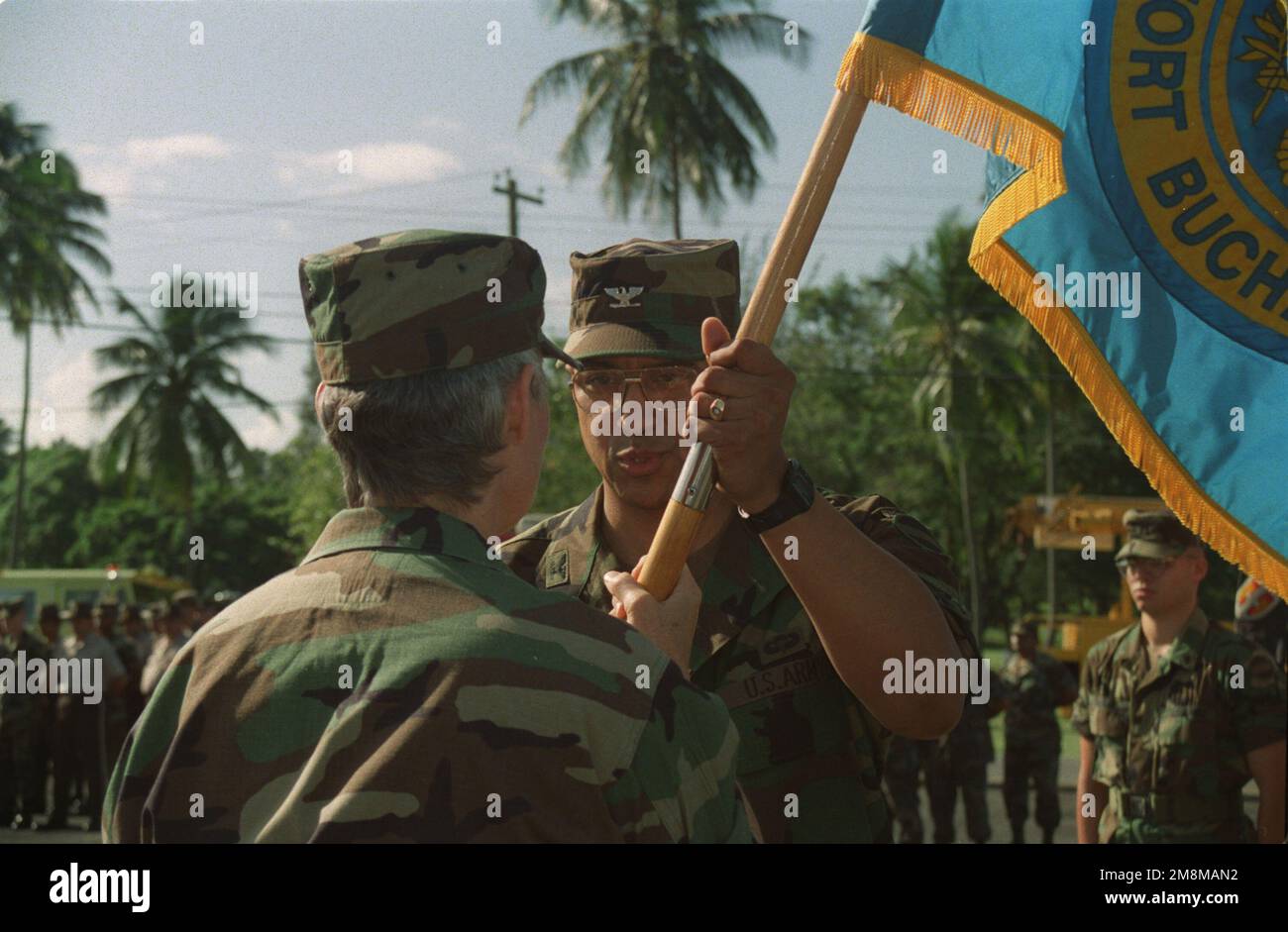 COL. Brad M. Beasley, the new commander of Fort Buchanan, receives the ...
