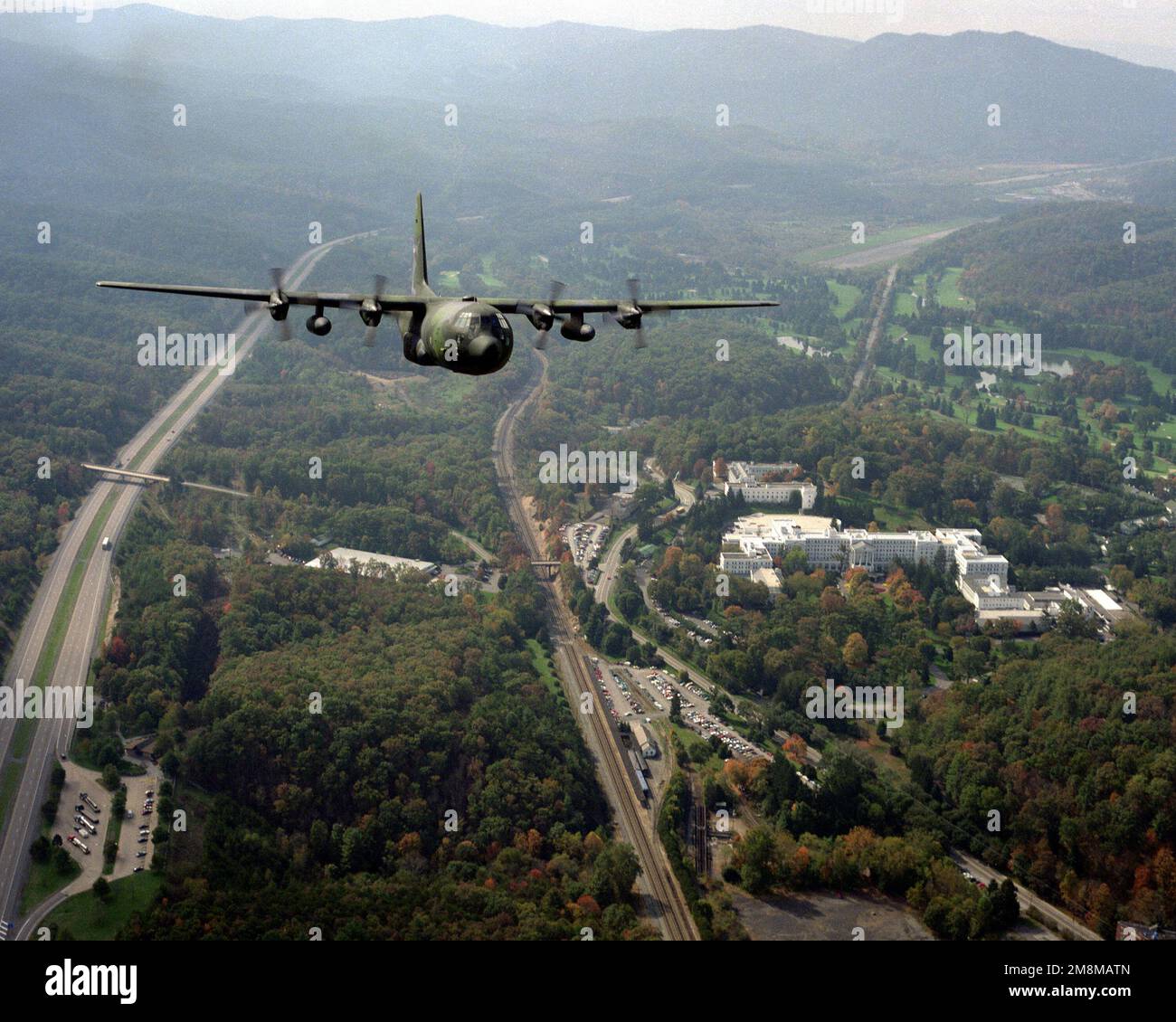 130th Airlift Wing's C-130 flies over the world famous Greenbrier Hotel ...