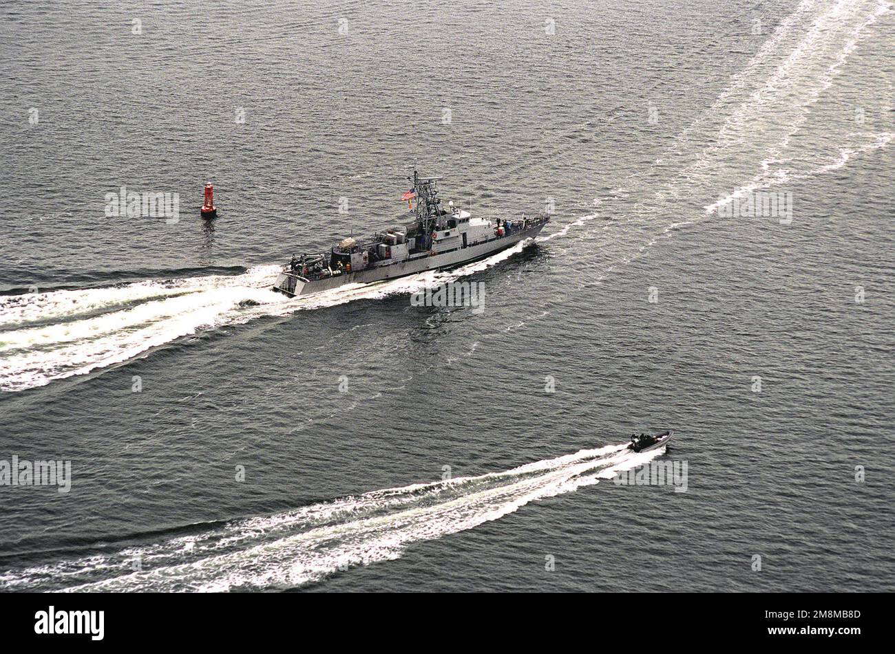 An aerial starboard quarter view of the coastal patrol boat USS CHINOOK ...