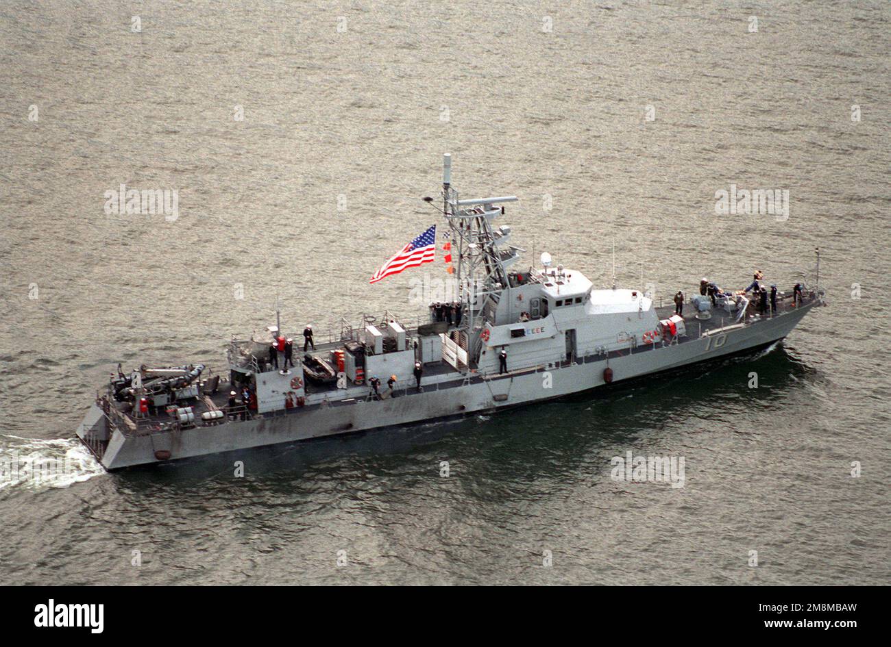 An aerial starboard quarter view of the coastal patrol craft USS ...