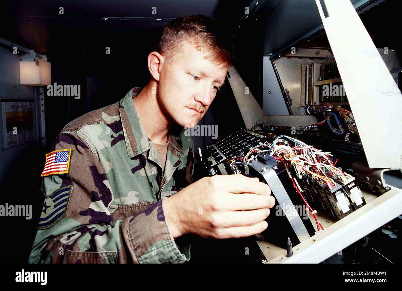 TSGT Ryan Ritchie (USAF), 32nd Combat Communications Squadron, performs ...