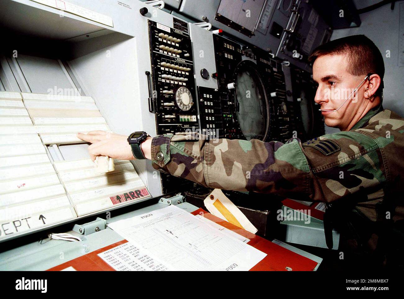SRA John Ankeny (USAF), 27th Operations Support Squadron, monitors ...